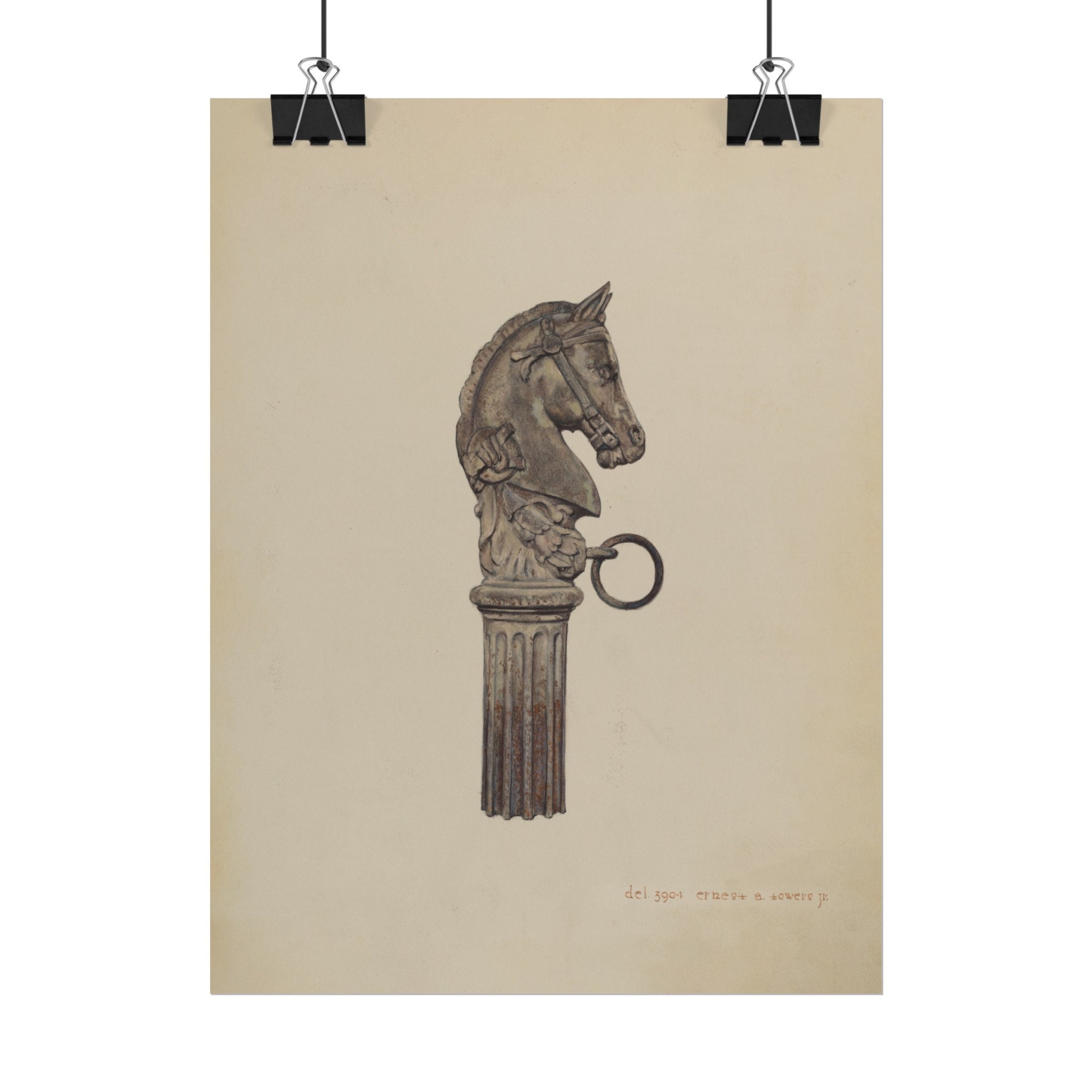 Antique Horse Hitching Post Wall Art Poster, Americana, Victorian ...