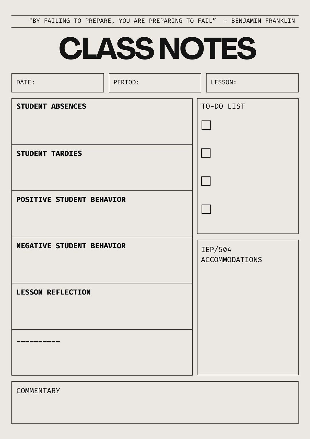 Teacher Documentation Template - Etsy