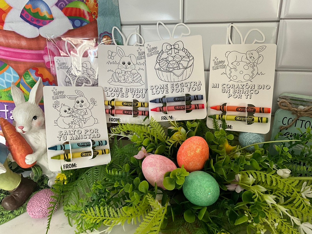 Easter Coloring Cards for Classroom in English and in Spanish - Etsy