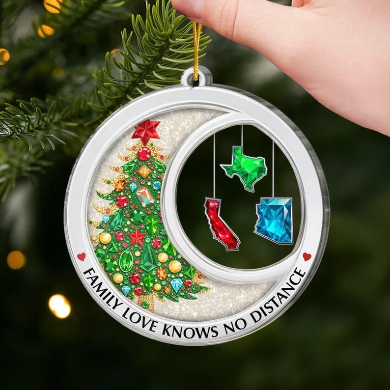Personalized Long Distance Ornament – Custom State Keepsake Christmas ...