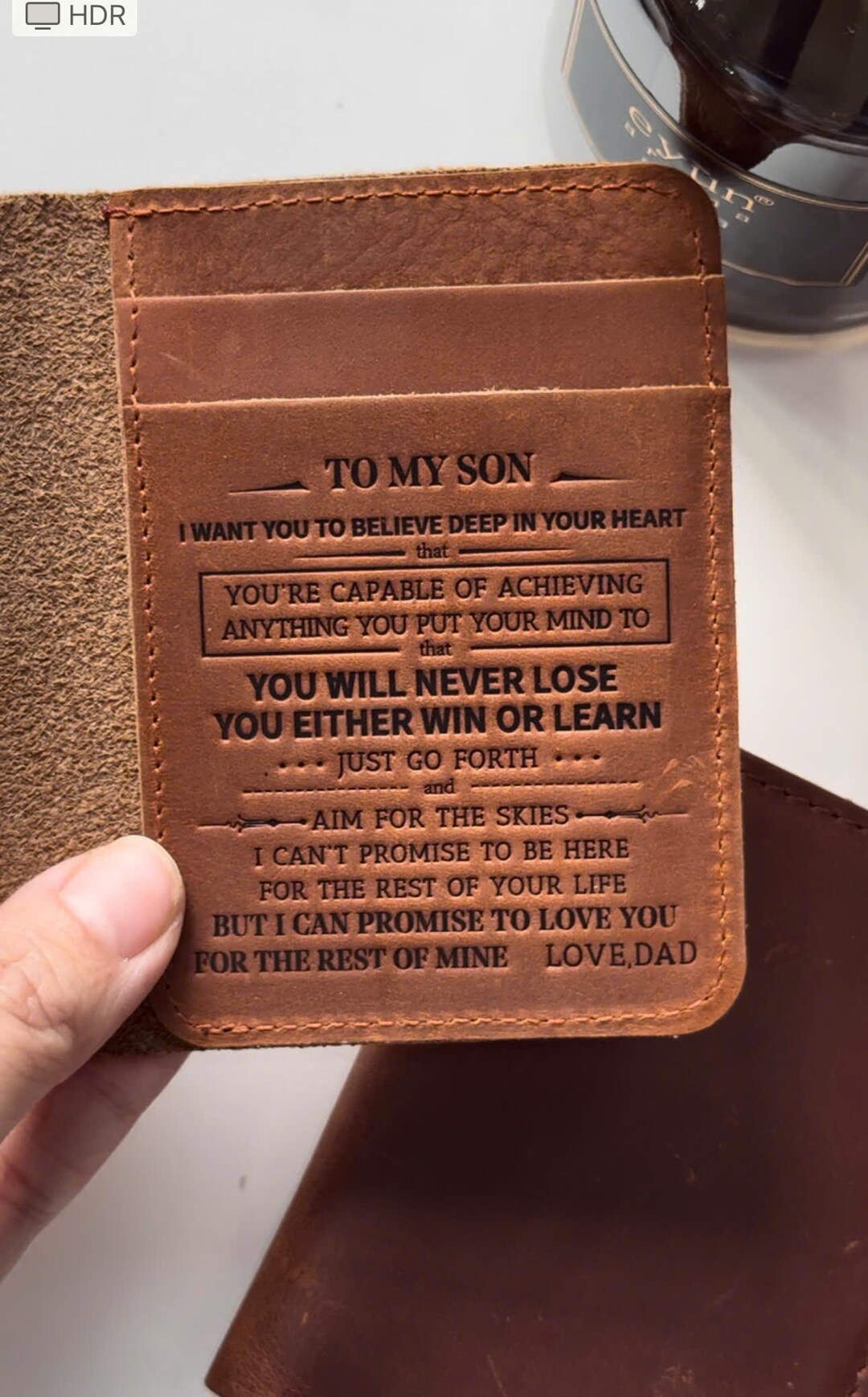 Engraved Leather Pocket Wallet Gift for Son Husband Grandson Minimalist ...