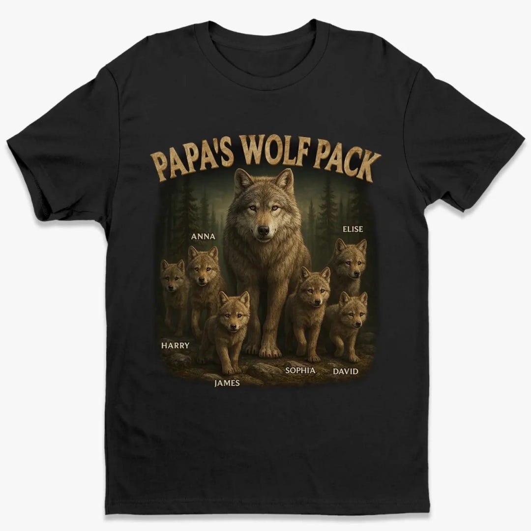 Personalized Papa's Wolf Pack Shirt – Custom Grandpa Gift - Etsy