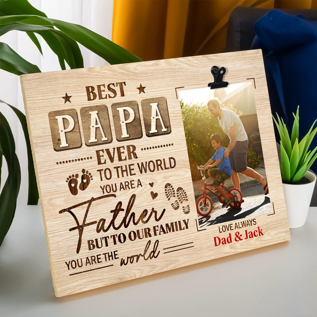 Personalize Bess Papa Ever Wooden Frame Customize Photo Clip Frame for ...