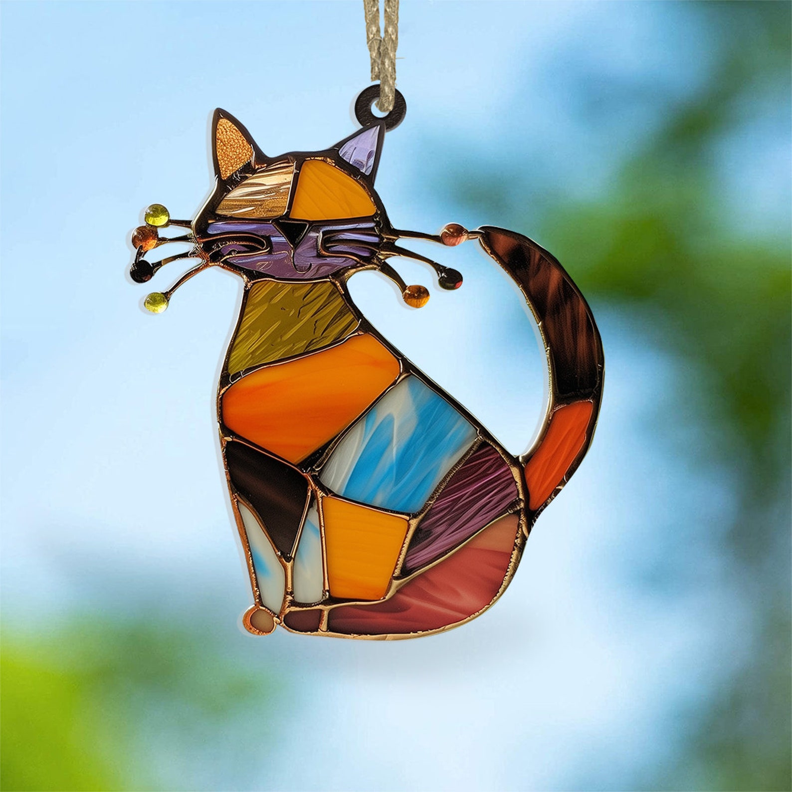 Cat Stained Glass Suncatcher Acrylic Hanging, Cat Lover Gift, Cat Home ...