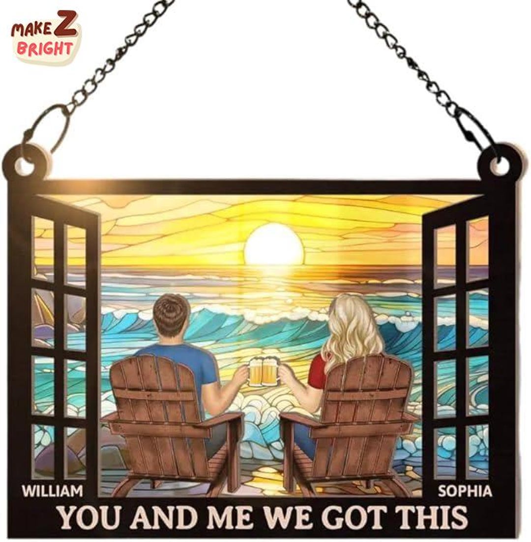 Makezbright Personalized Couple Suncatchers for Windows Hanging, You&me ...