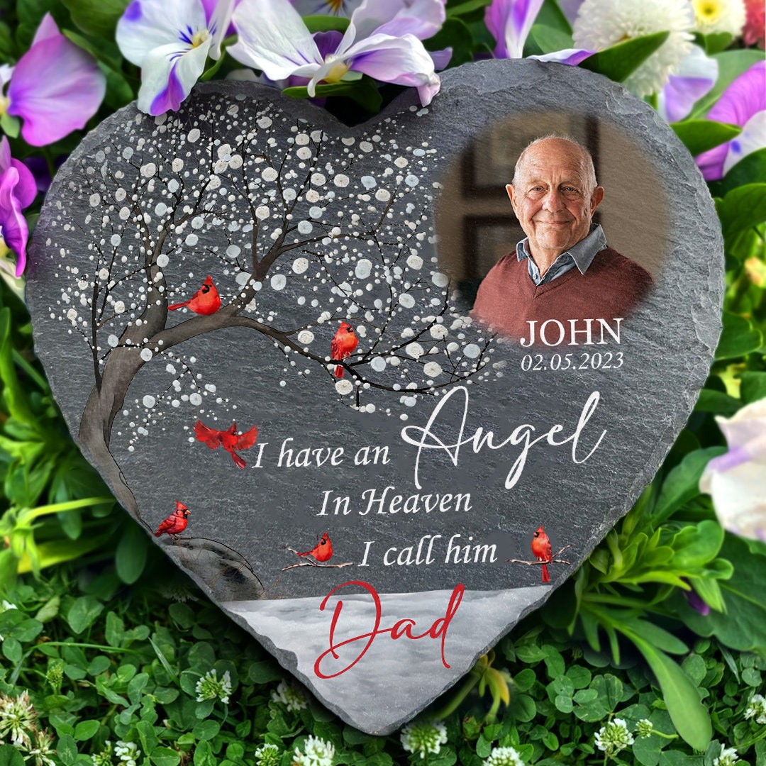 Personalized Memorial Stone for Dad Loss, Custom Photo Memorial Stone ...