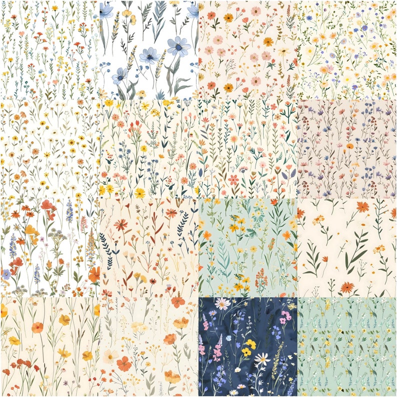 Dainty Wildflower Seamless Pattern Digital Download, Floral Surface ...