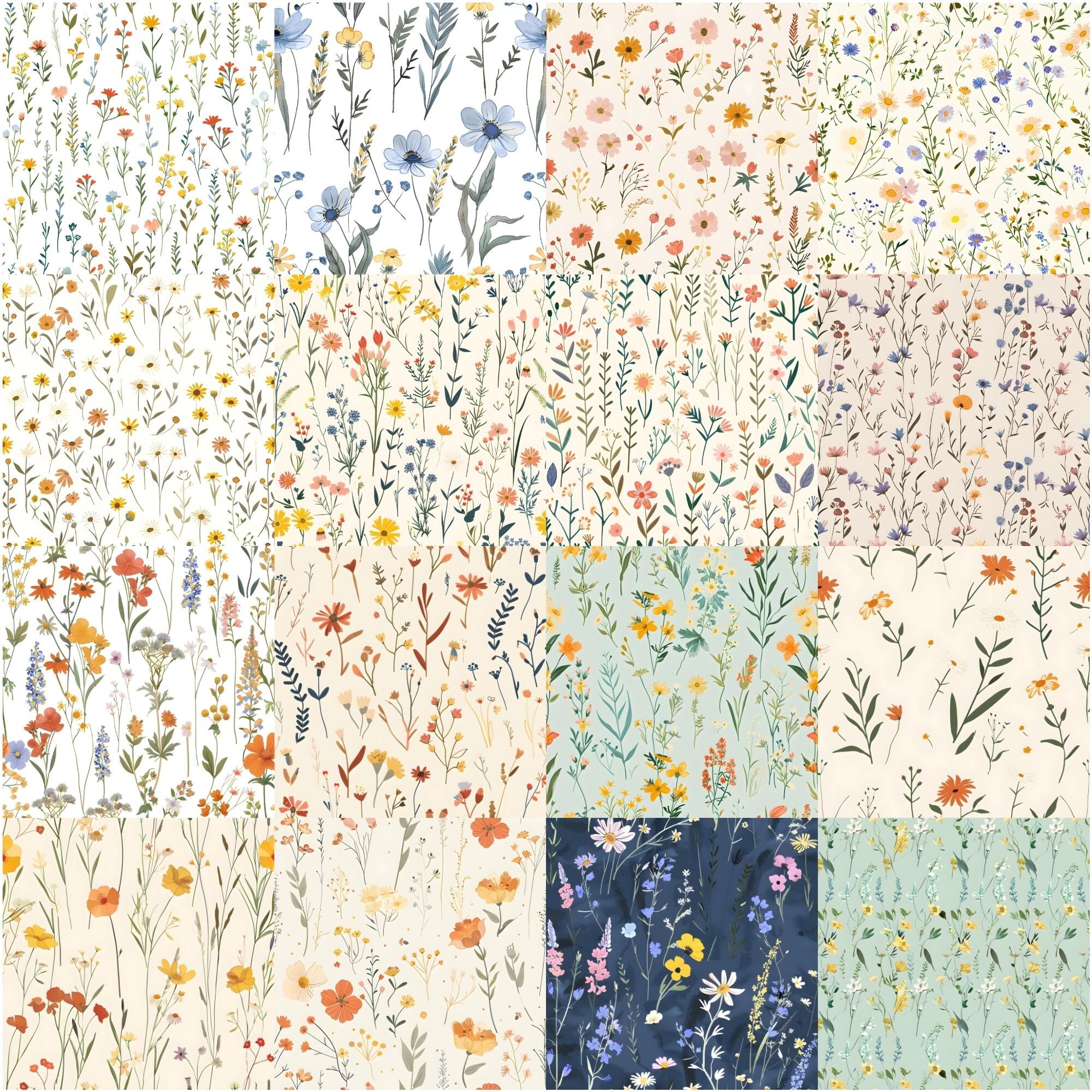 Dainty Wildflower Seamless Pattern Digital Download, Floral Surface ...
