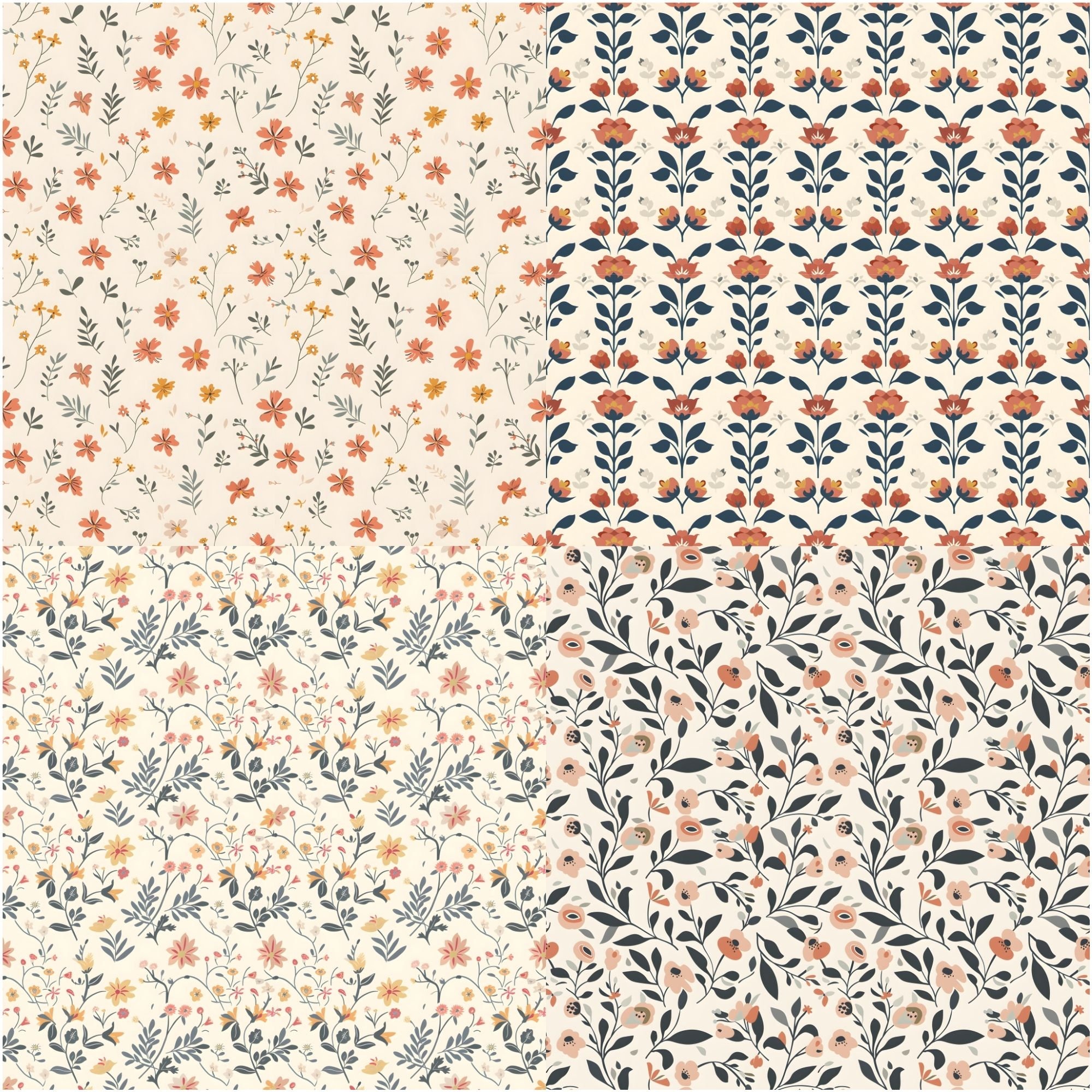 Cottagecore Floral Seamless Pattern. Commercial Use. Junk Journal ...