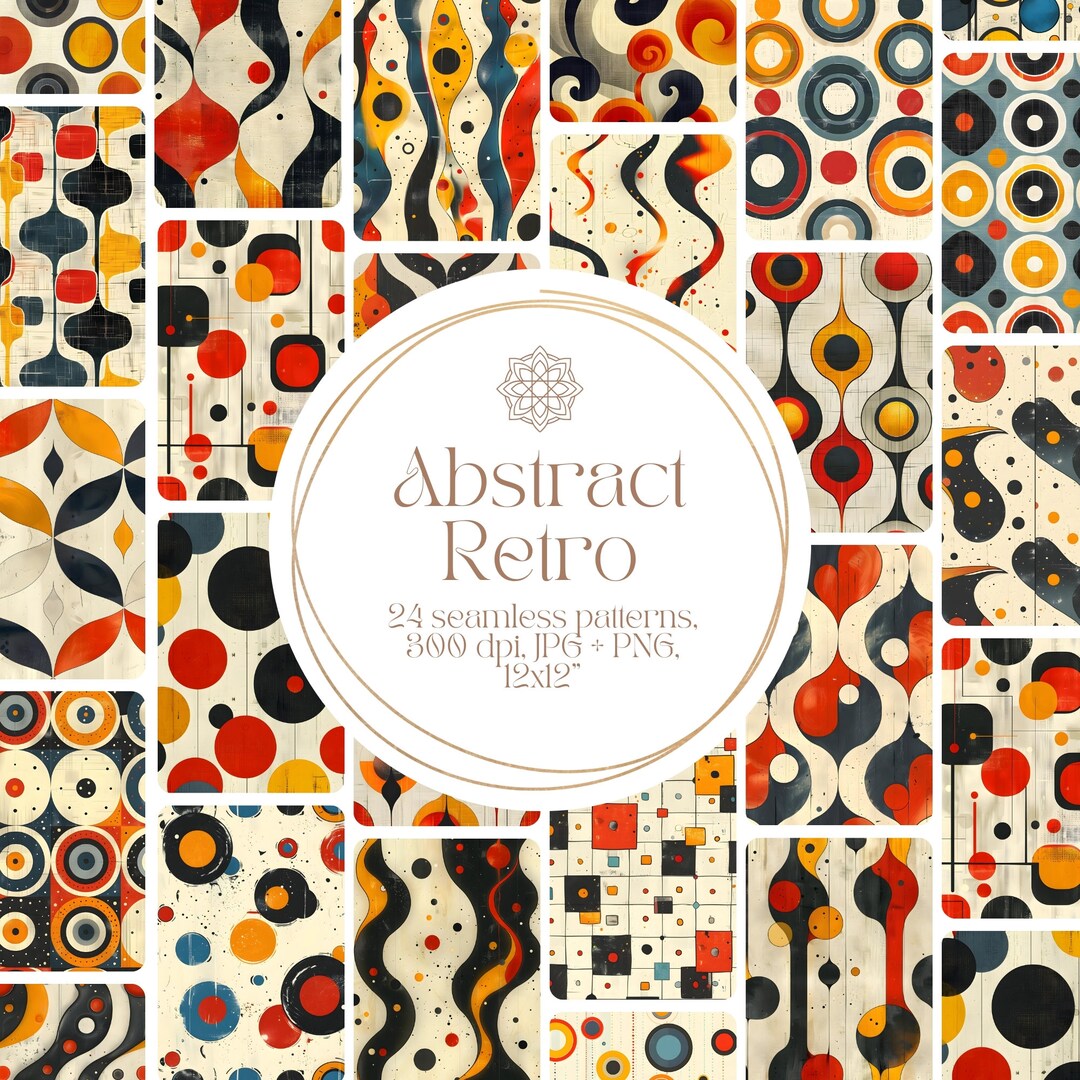 Retro Geometric Patterns: 50s 60s Style Backgrounds (JPG, PNG) - Etsy