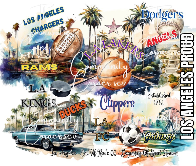 Los Angeles Proud Sport Wrap, Clip Art, Los Angeles, Dodgers, Angels ...