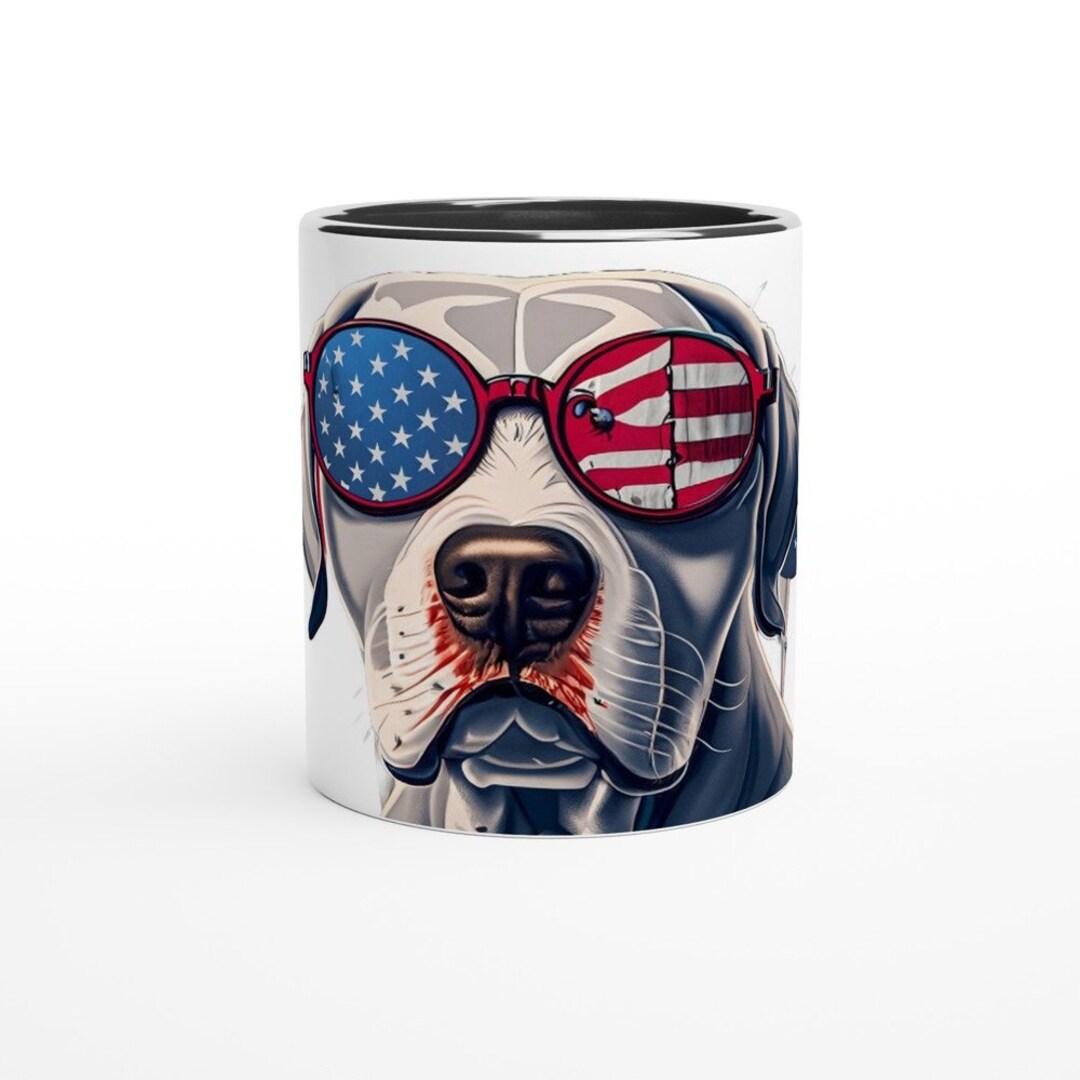 American Dog Ceramic Mug With Color Inside Patriotic Pet Design ...