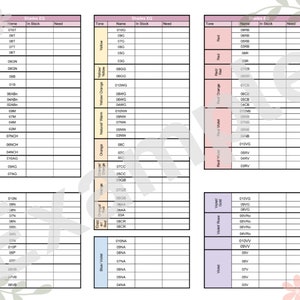 Shades E Q Inventory Sheet (printable) - Etsy