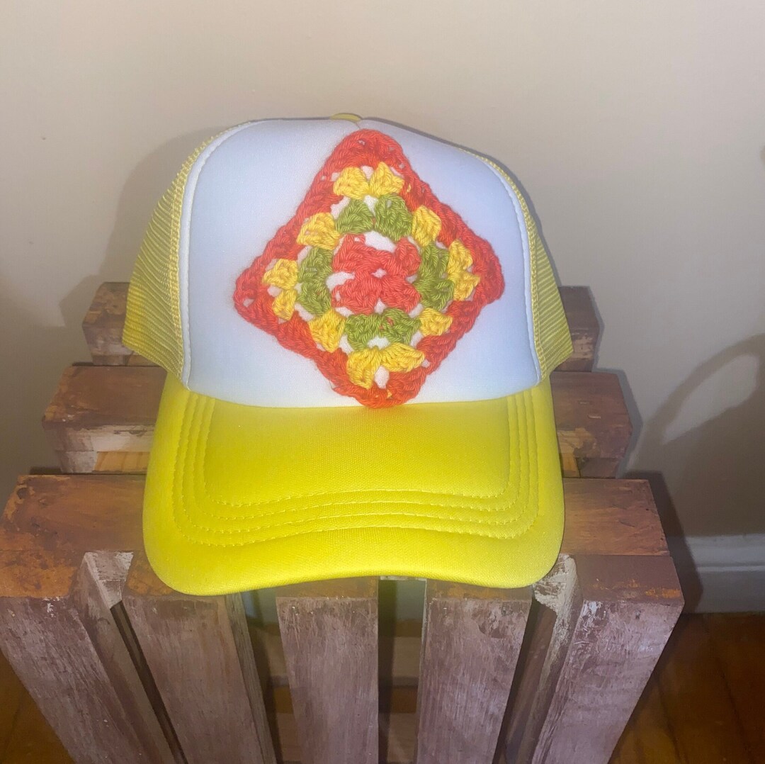 Boho Granny Square Trucker Hat - Etsy