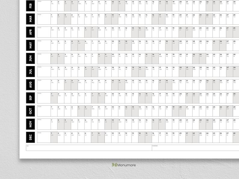 PRINTABLE Horizontal Calendar 2024 2024 Wall Planner A1 & A2 Format ...
