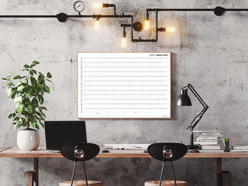 PRINTABLE Horizontal Calendar 2024 2024 Wall Planner Format A4, A3, A2 & A1 Annual Planner ...