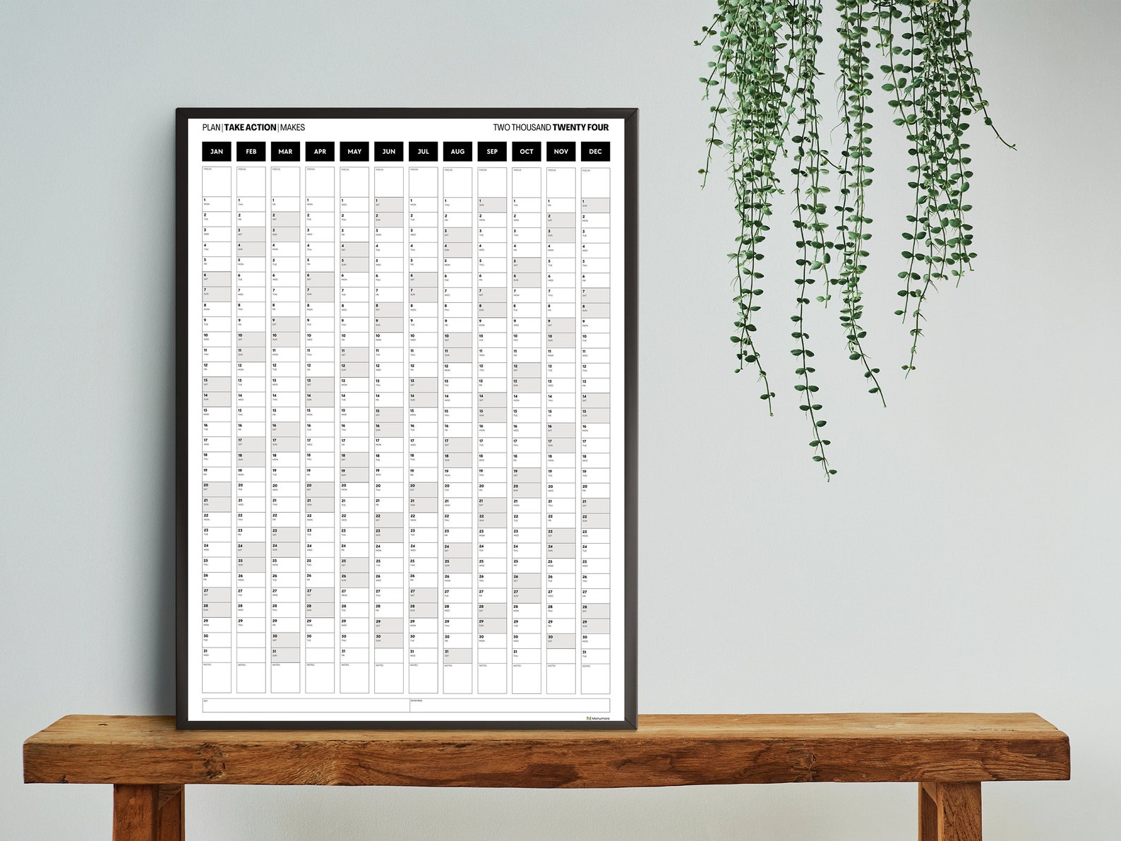 Printable PDF 2024 Wall Planner A2 and A1 Vertical Year Planner Annual ...