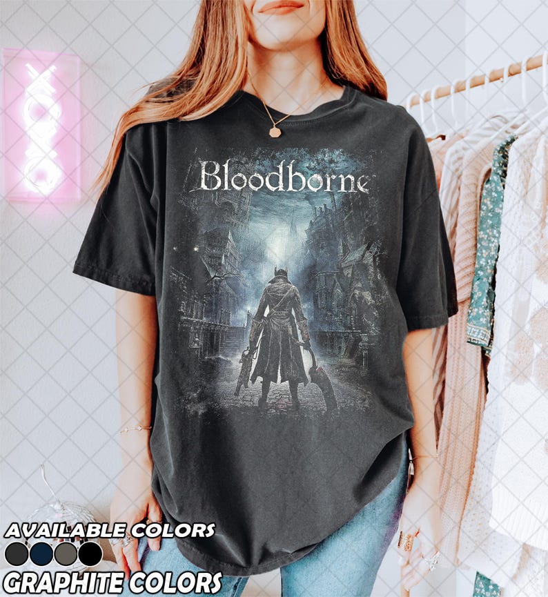 Retro 90's Comfort Colors Bloodborne the Hunter T-shirt, Gothic Game ...