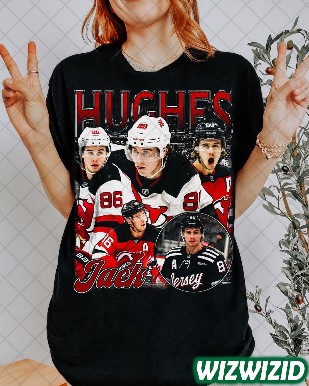 Retro 90's Jack Hughes Homage T-shirt, Jack Hughes Hockey Fan Tee ...