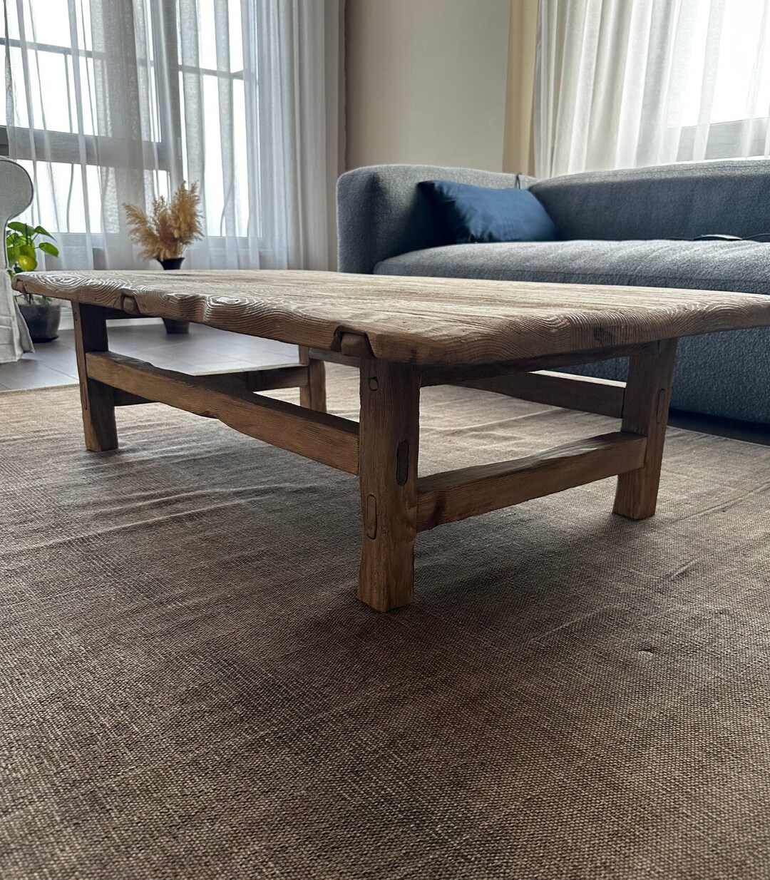 Rustic Large Coffee Table Reclaimed Live Edge Wood Handmade Furniture ...