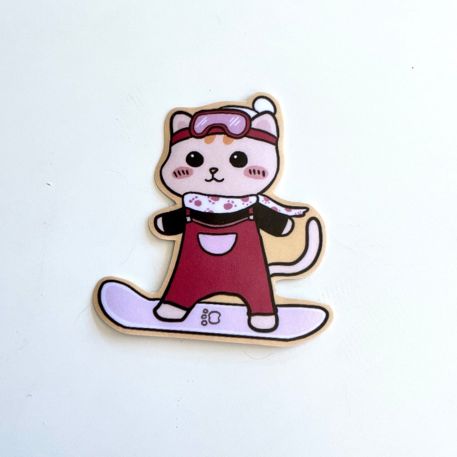 Cute Snowboard Ski Cat Kitty Vinyl Sticker Waterproof Matte Kawaii ...