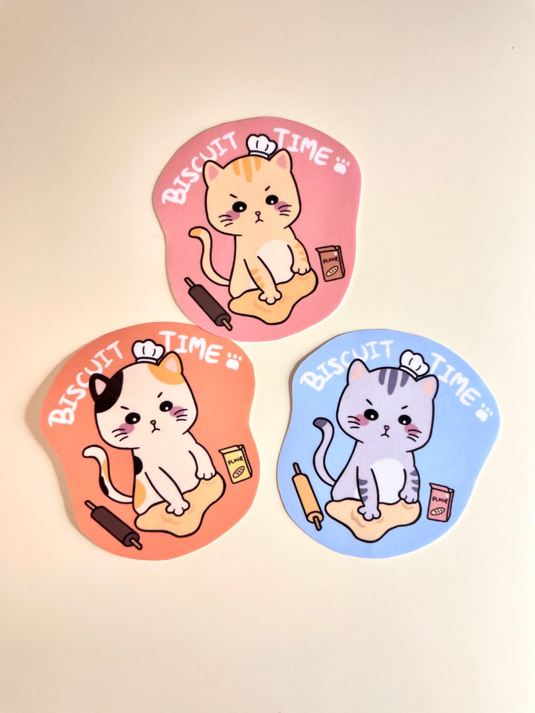 Biscuit Time Cute Cat Kneading Vinyl Sticker Waterproof Matte Kawaii ...