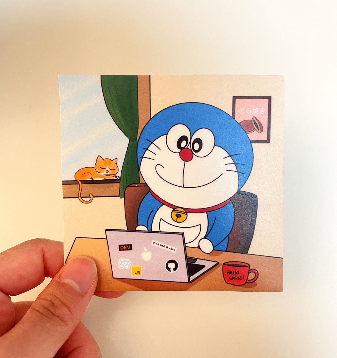 Robot Cat Coding Vinyl Sticker Waterproof Matte/holographic Vinyl ...