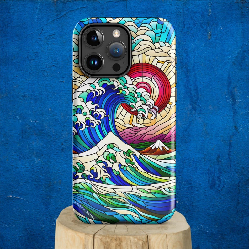 The Great Wave off Kanagawa Stained Glass Style Tsunami Tough Case for ...