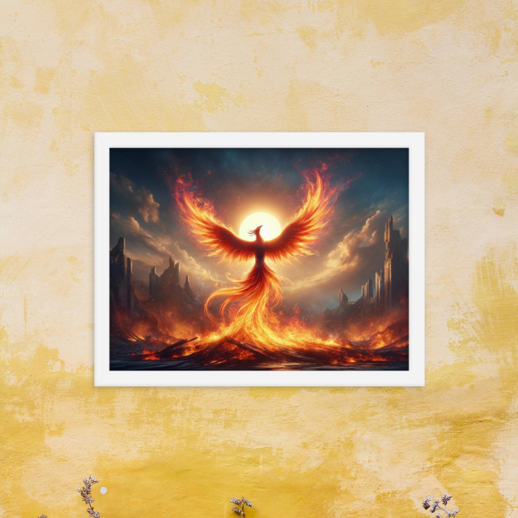 Phoenix Rises Framed Matte Poster Majestic Firebird Art - Etsy