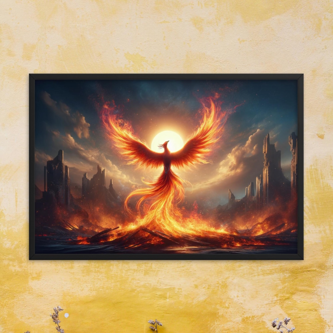 Phoenix Rises Framed Matte Poster Majestic Firebird Art - Etsy