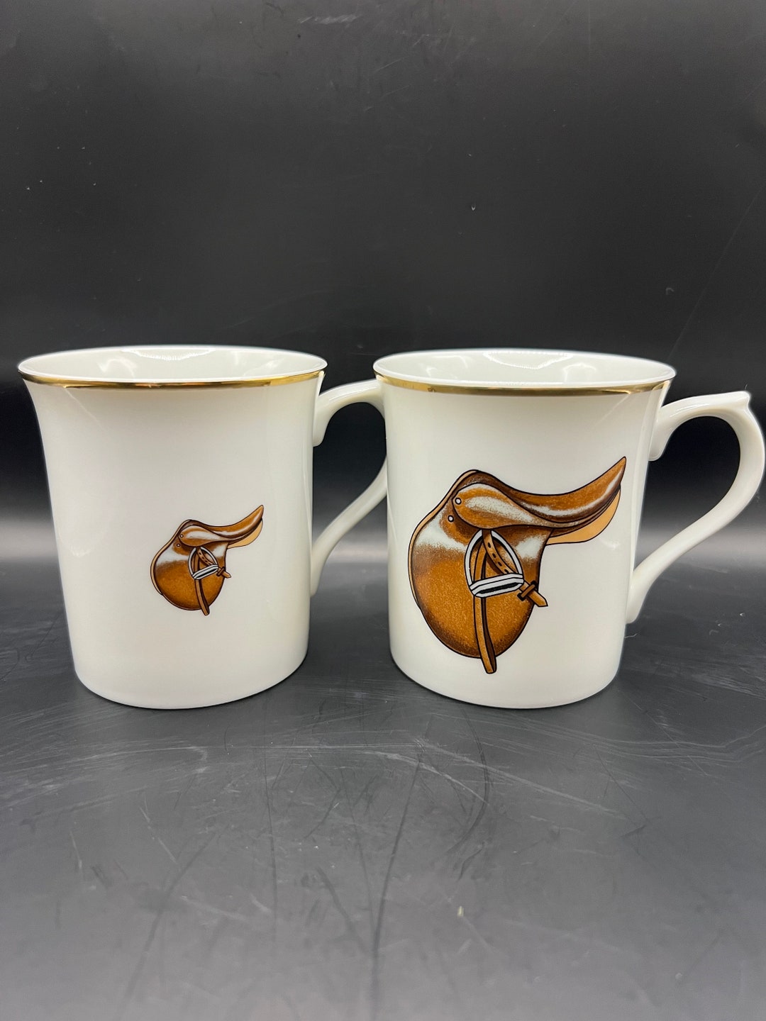 The Huntsman Horse Saddle Western Mugs Vintage Set of 2 - Etsy