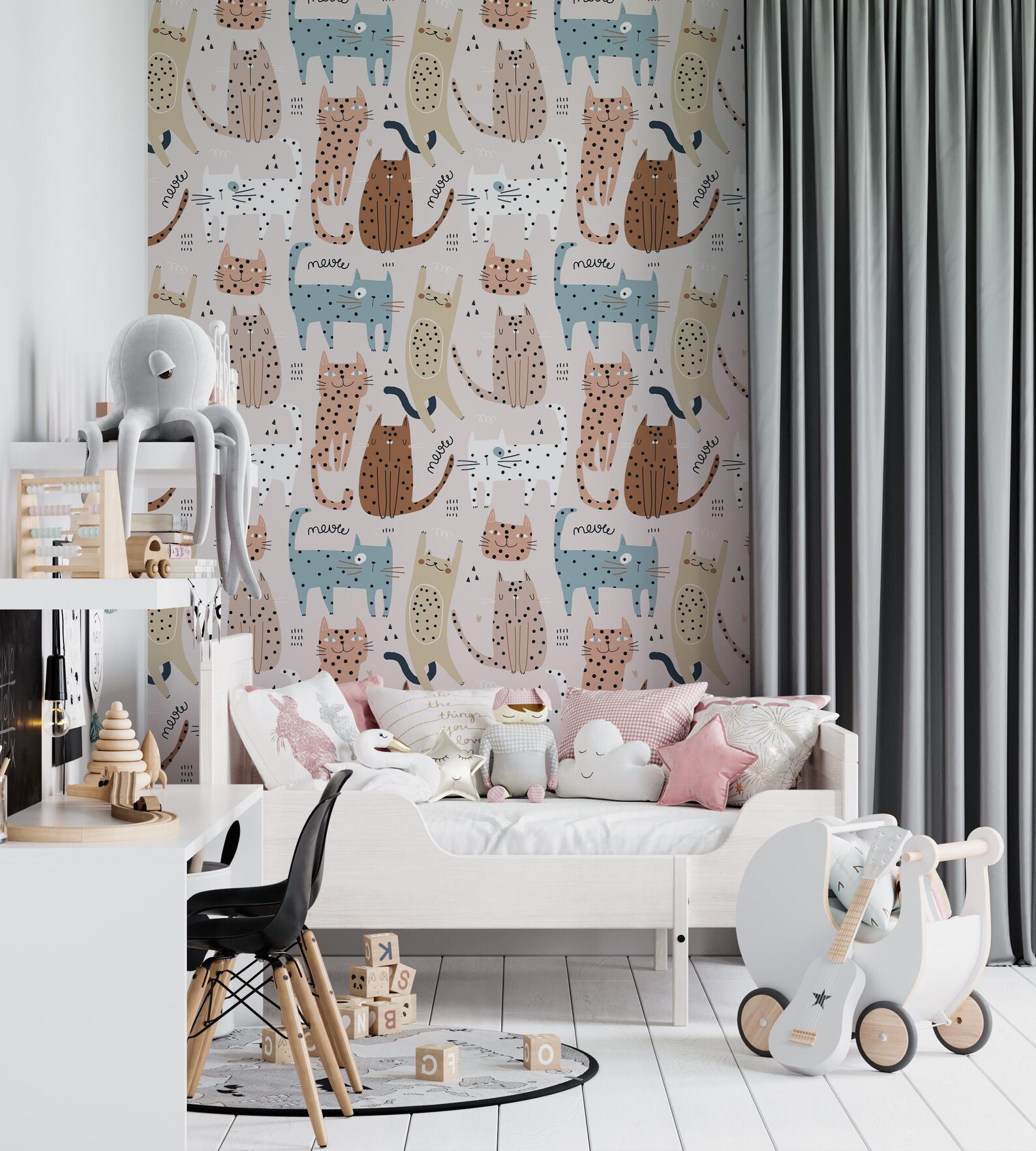 Cats Wallpaper, Kitten Wallpaper, Kids Room Wallpaper, Animal Nursery ...