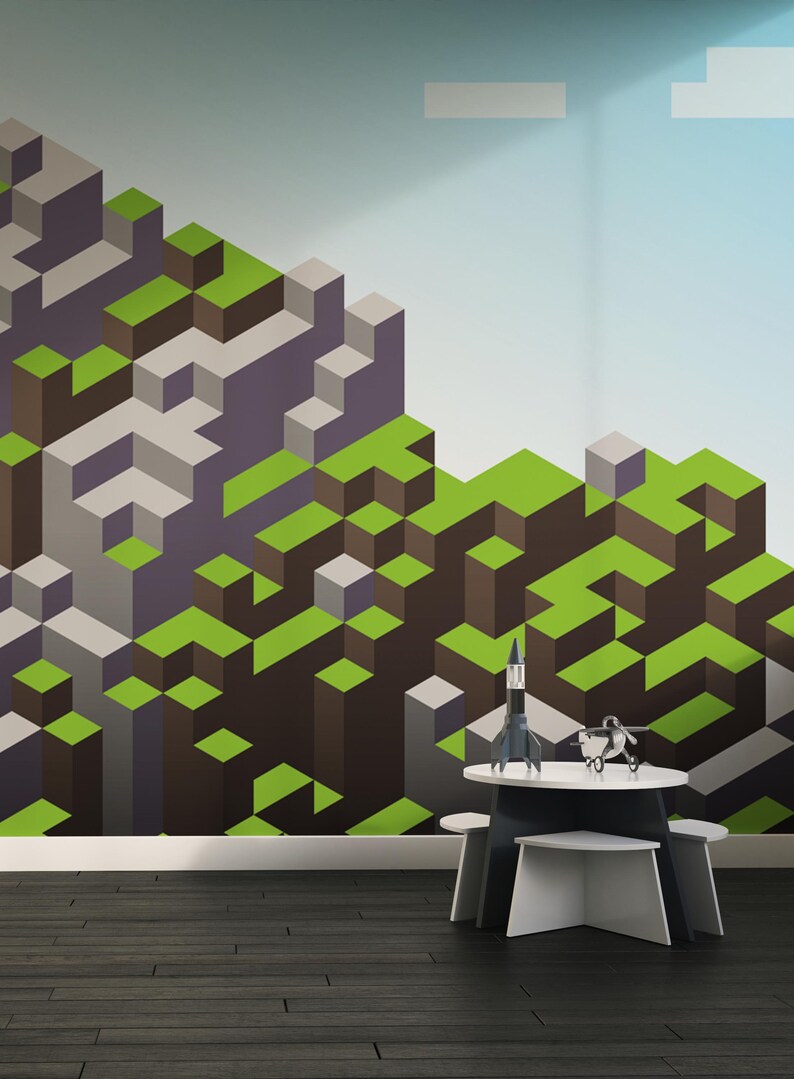 Pixelart Video Game Vinyl Mural, Peel and Stick Videogame Wallpaper ...