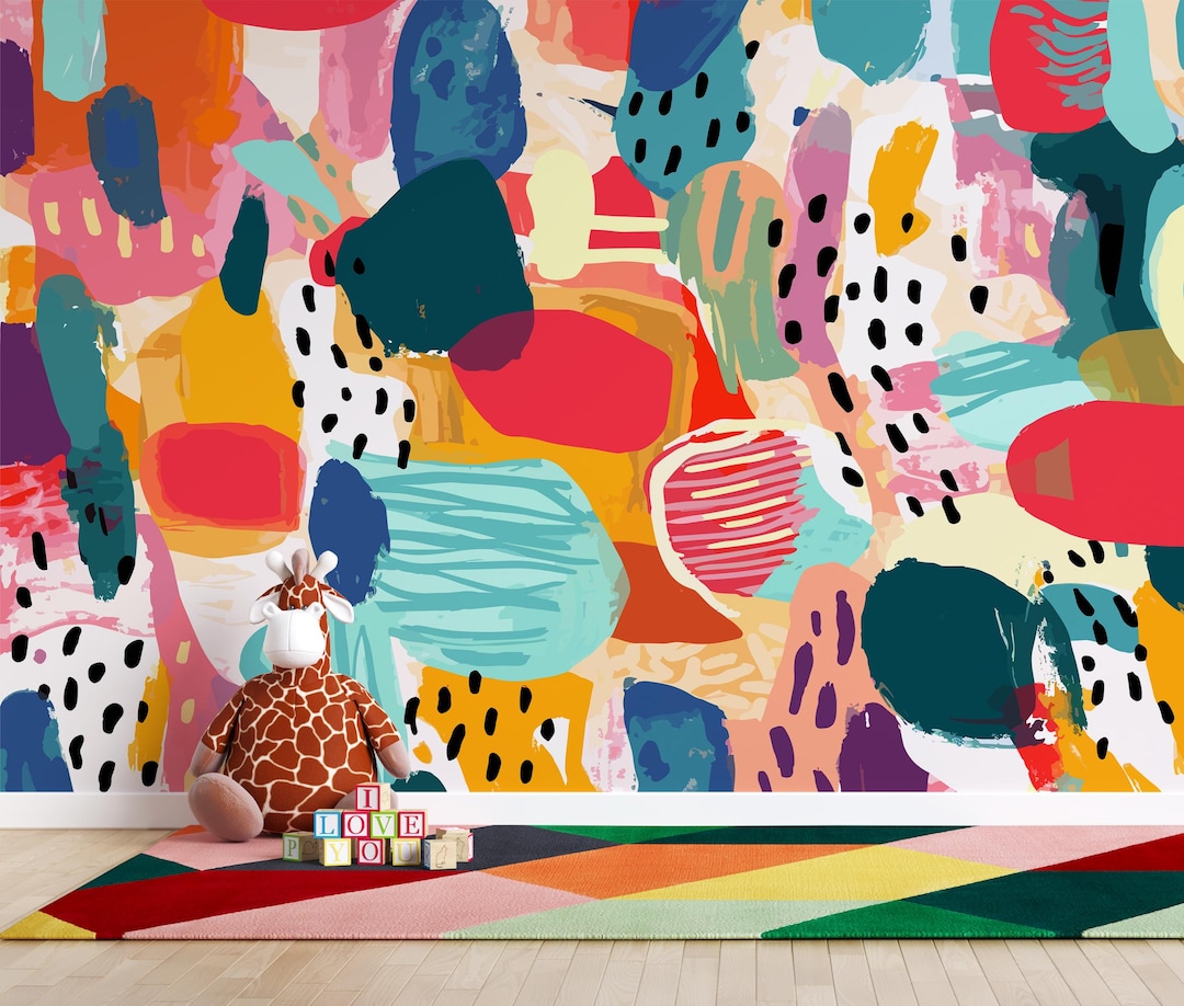 Colorful Abstract Kids Wallpaper, Bright Kids Wallpaper, Kids Wallpaper ...
