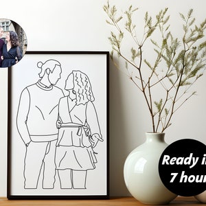 Custom Line Art Photo, Portrait From Photo, Memorial Family Presents ...