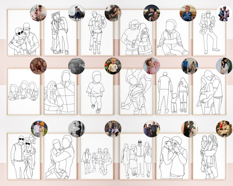 Minimalist Couple Line Art, Custom Line Drawing From Photo, Digital ...