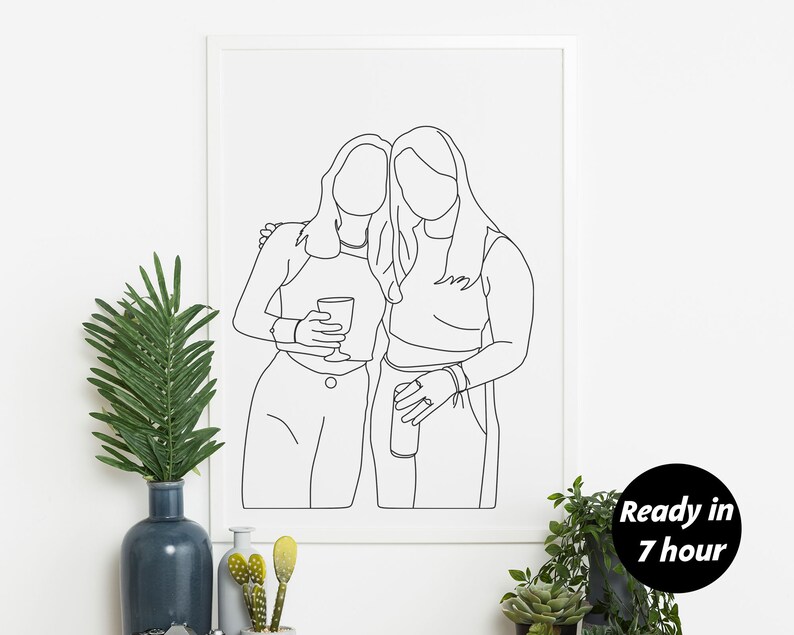 Custom Line Art Photo, Portrait From Photo, Memorial Family Presents ...