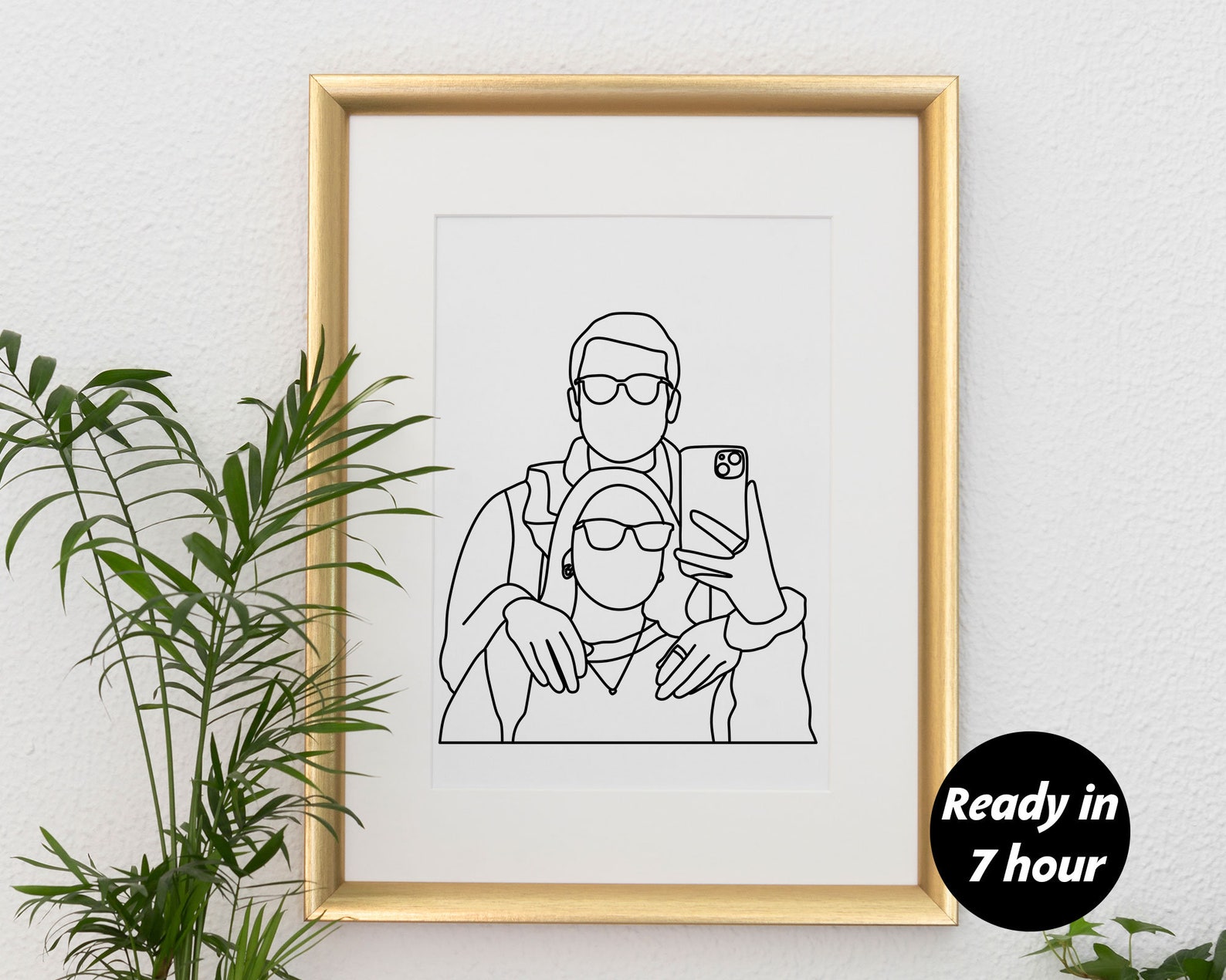 Custom Line Art Photo, Portrait From Photo, Memorial Family Presents ...