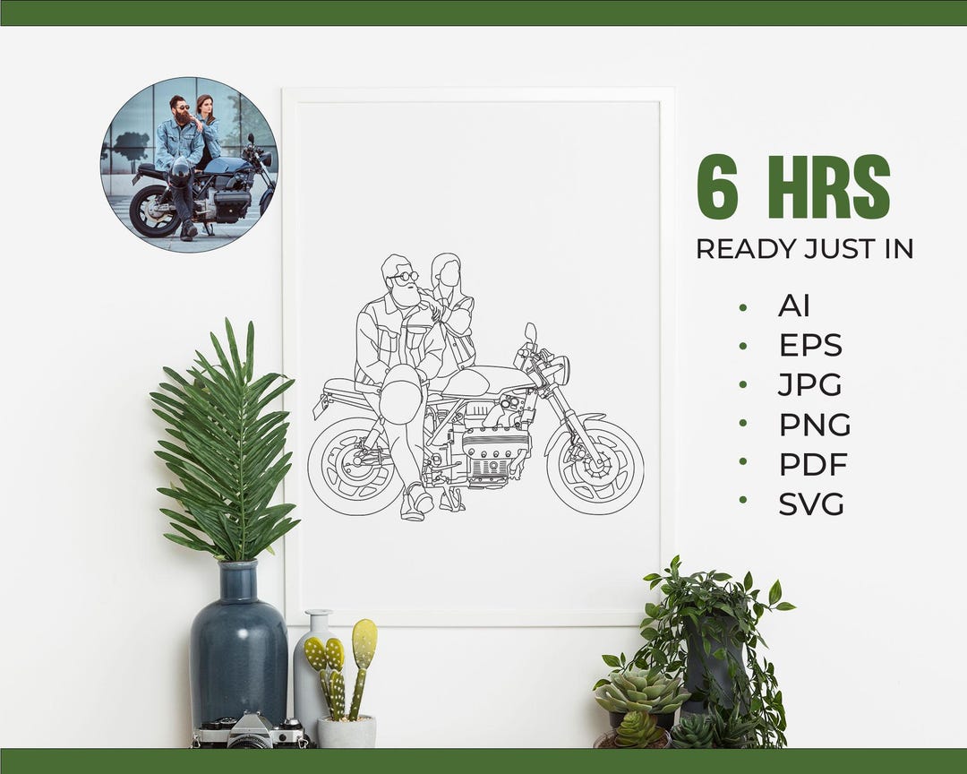 Custom Bike Line Drawing, Bikes Outline, Personalized Line Art, Bikes ...