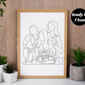 Custom Line Art From Photo, Outline Drawing Portrait, Personalized ...