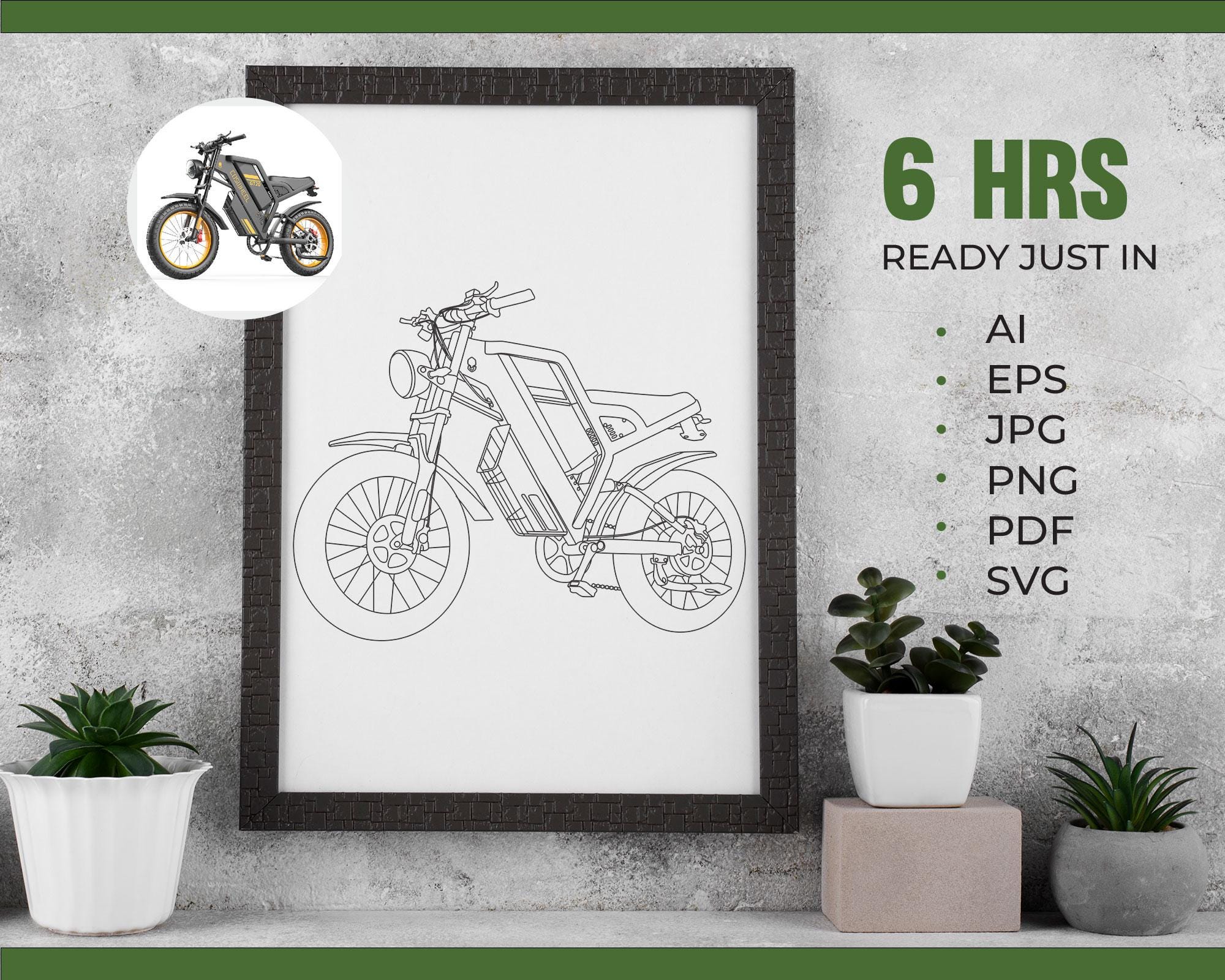 Custom Bike Line Drawing, Bikes Outline, Personalized Line Art, Bikes ...