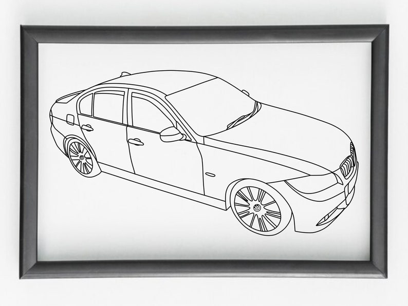 Custom Car Line Drawing, Custom Car Portrait From Photo, Image Outline ...