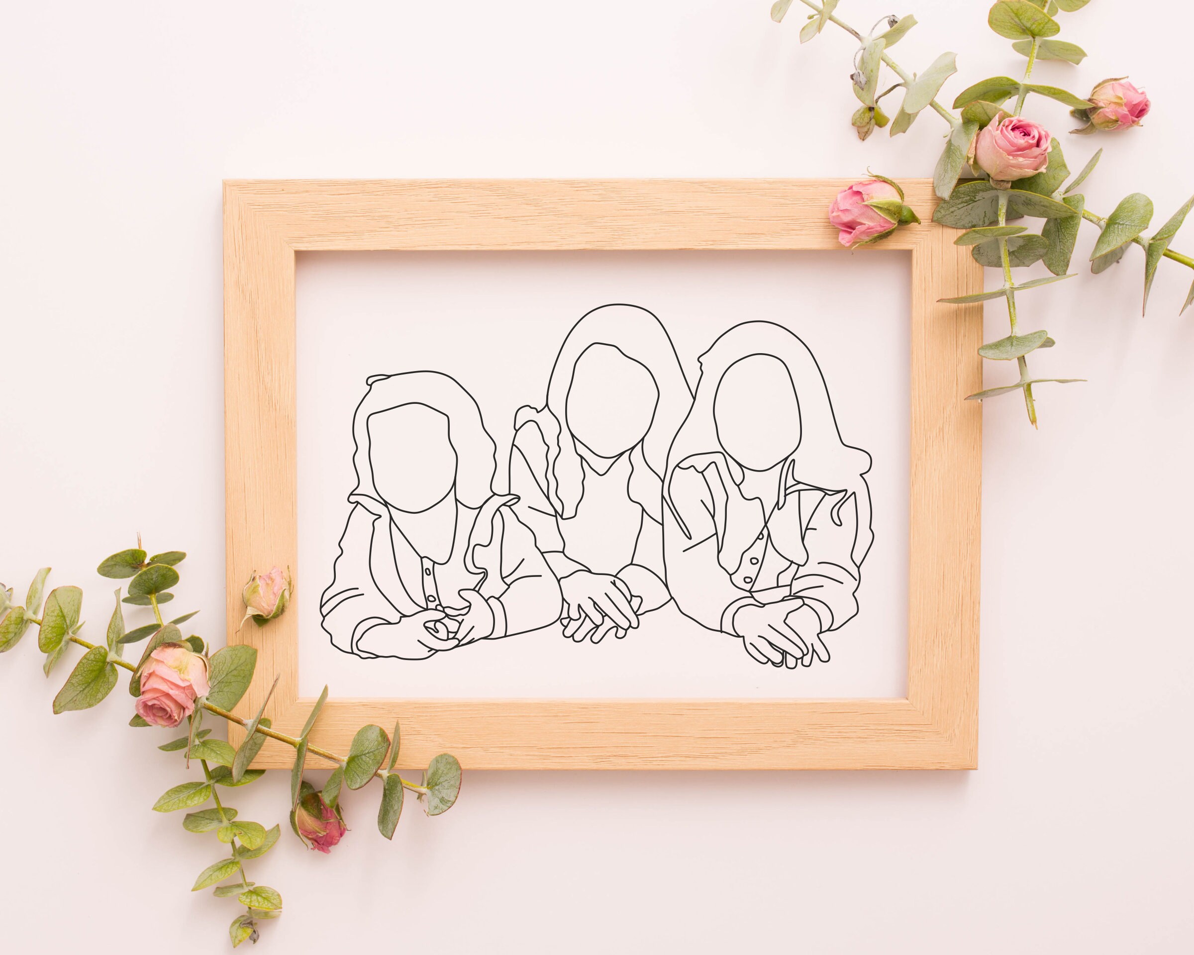 Custom Line Art Photo, Portrait From Photo, Memorial Family Presents ...