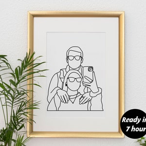 Minimalist Couple Line Art, Custom Line Drawing From Photo, Digital ...