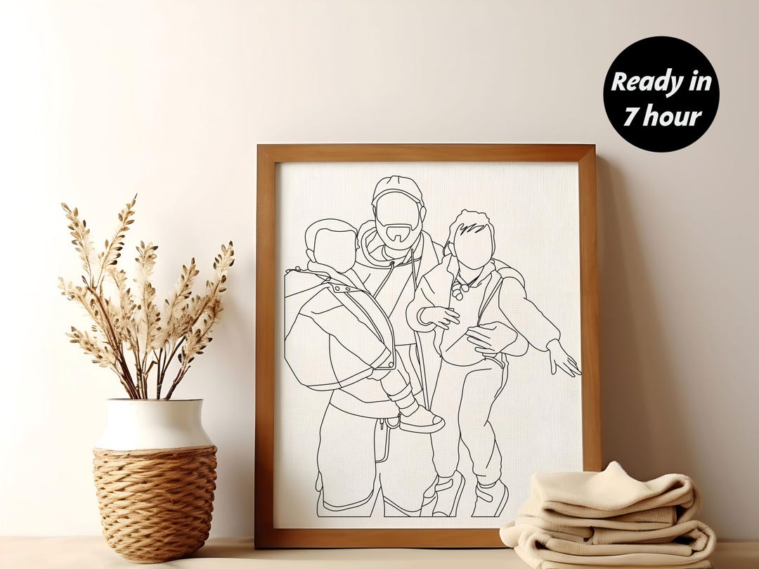 Personalized Family Photo to Line Art, Portrait From Photo, Minimalist ...