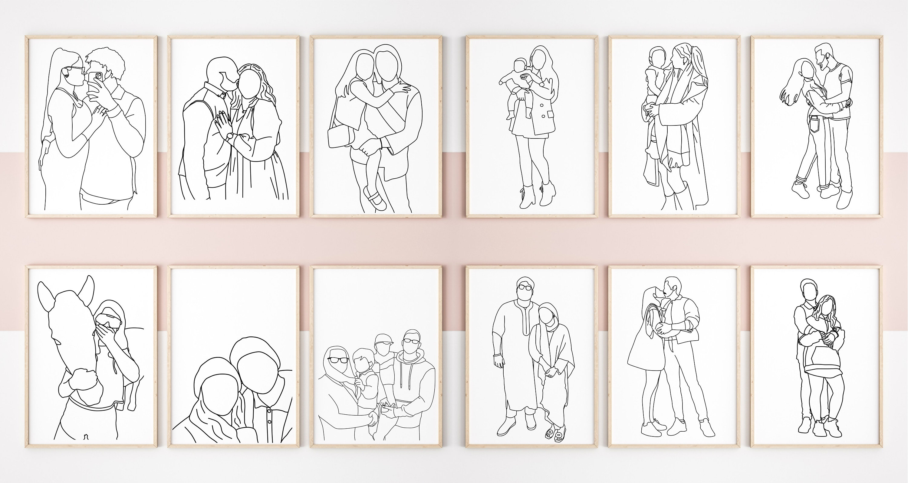 Custom Line Art Photo, Portrait From Photo, Memorial Family Presents ...