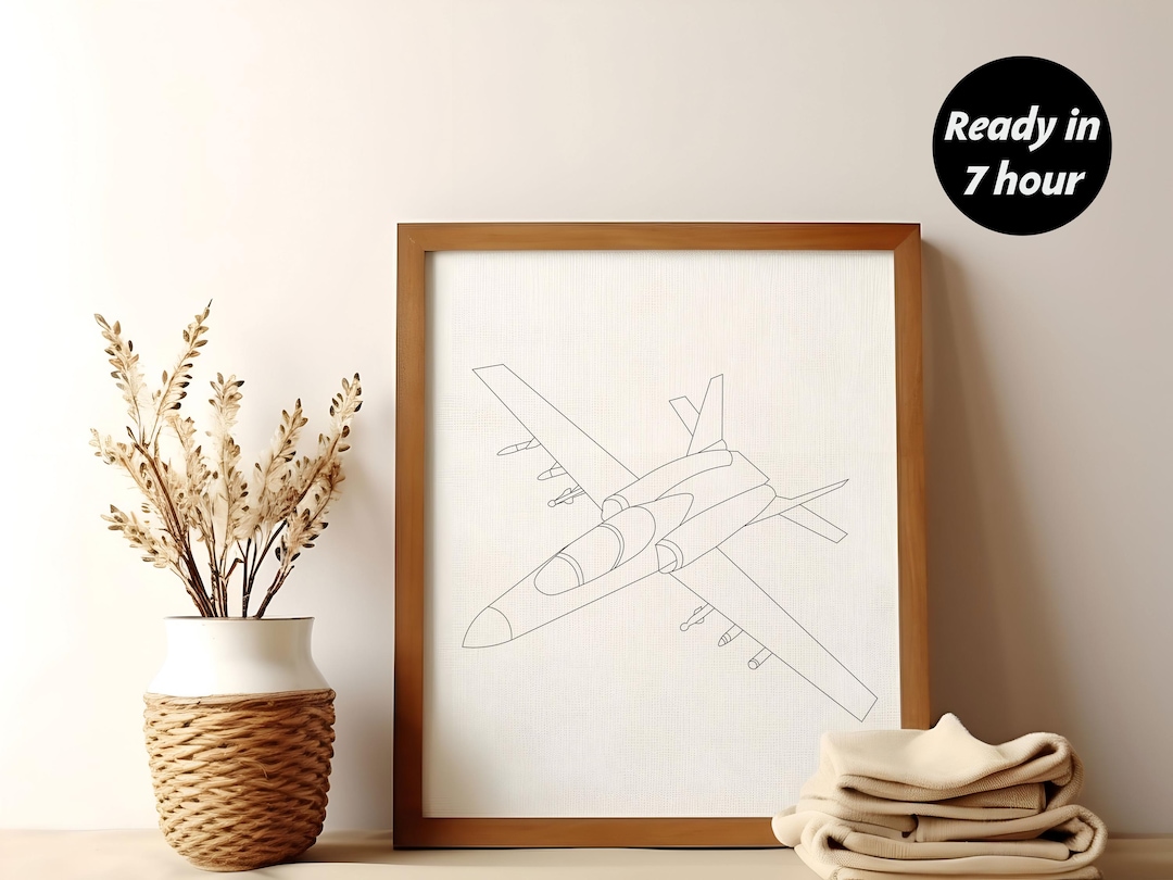 Custom Jet Photo Line Art, Air Plane Personalized Outline Portrait ...