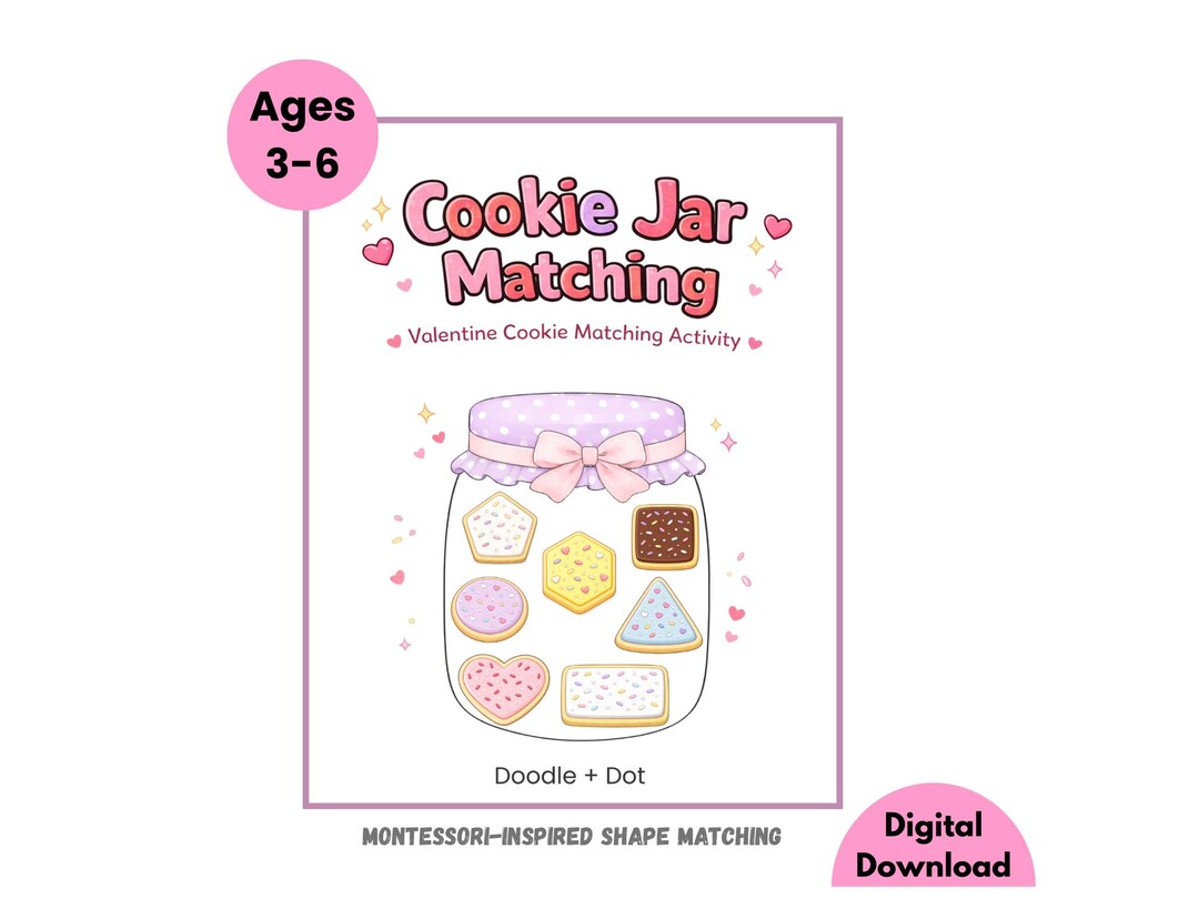 Valentine Cookie Jar Shape Matching Activity | Preschool Cut & Glue ...