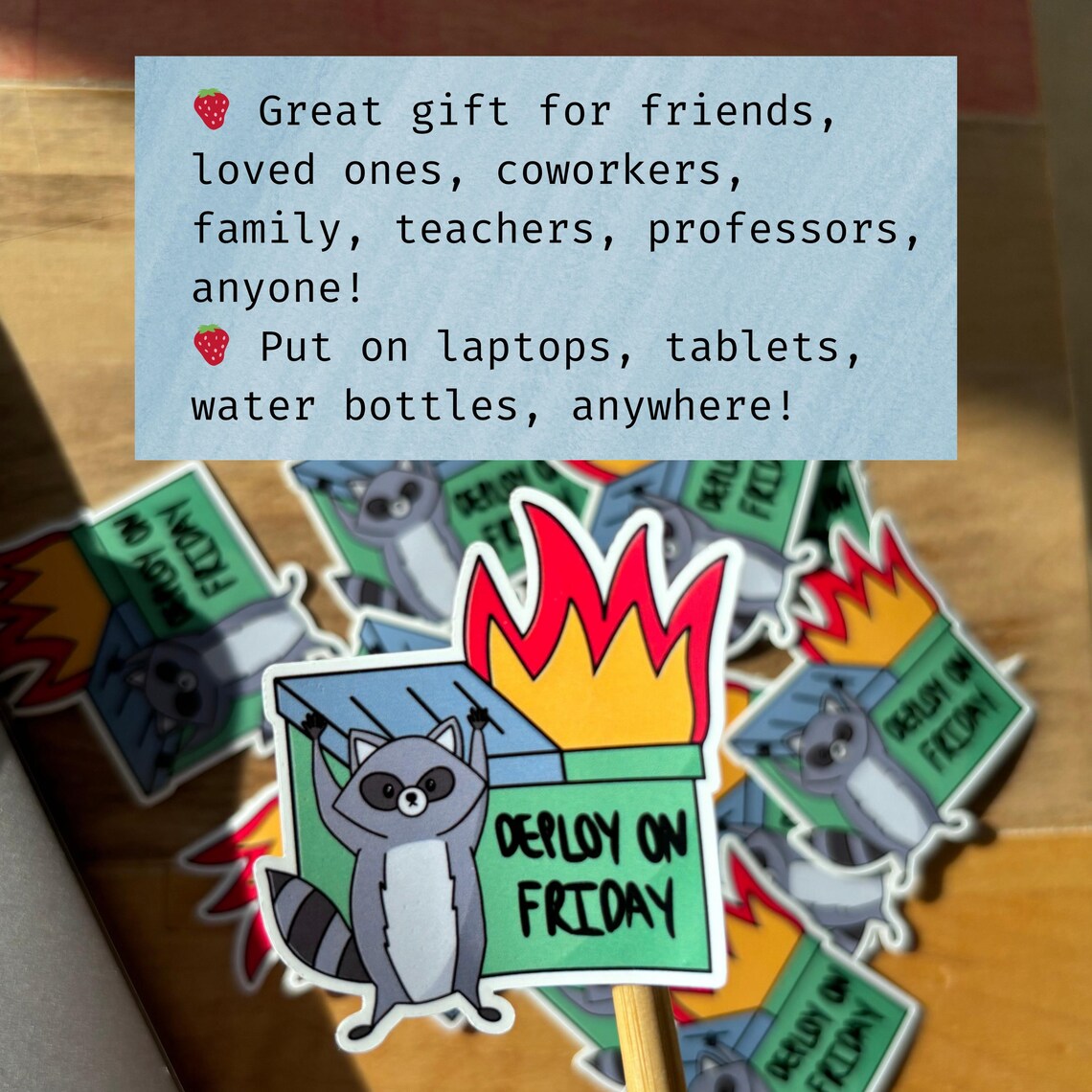 Deploy on Friday Sticker, Funny Tech Sticker, Dumpster Fire With ...