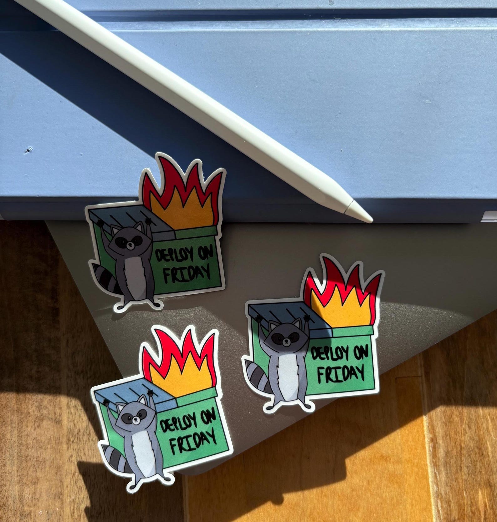 Deploy on Friday Sticker, Funny Tech Sticker, Dumpster Fire With ...